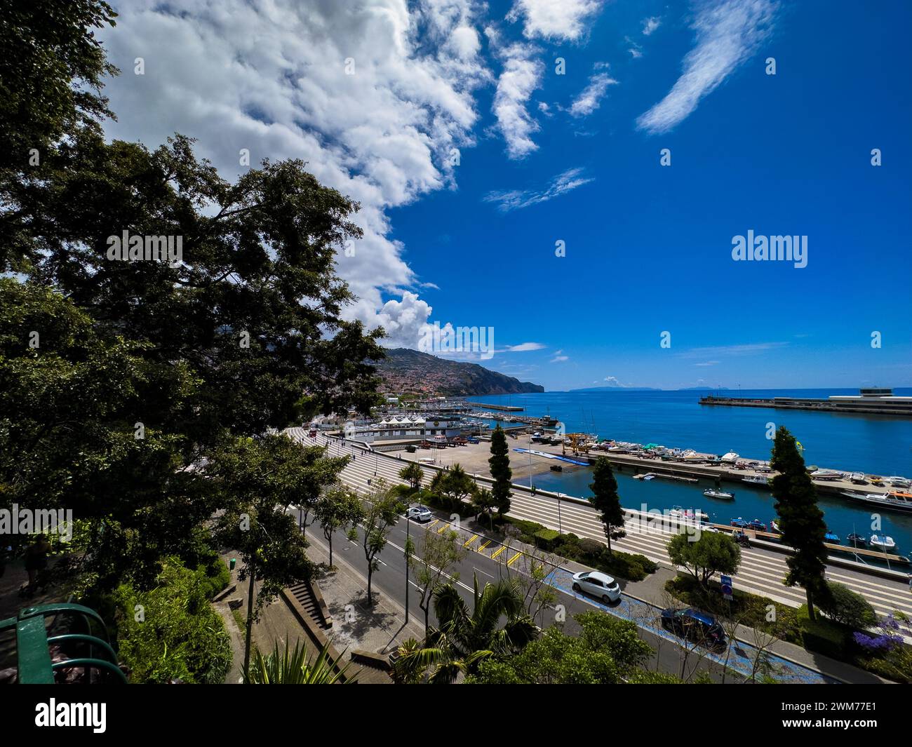 An aerial View in the city of Funchal on Madeira Island. with stunning ...
