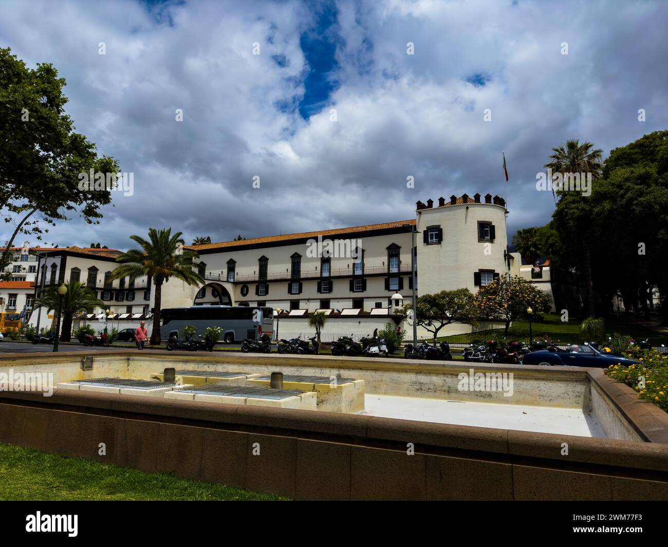 An aerial View in the city of Funchal on Madeira Island with stunning ...