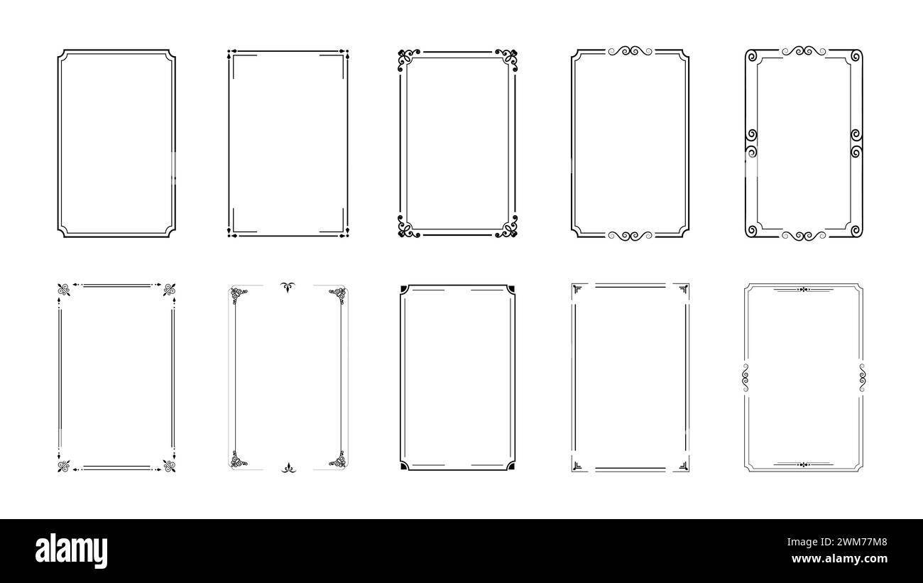 Decorative frame set. Vector vintage frames on white background ...