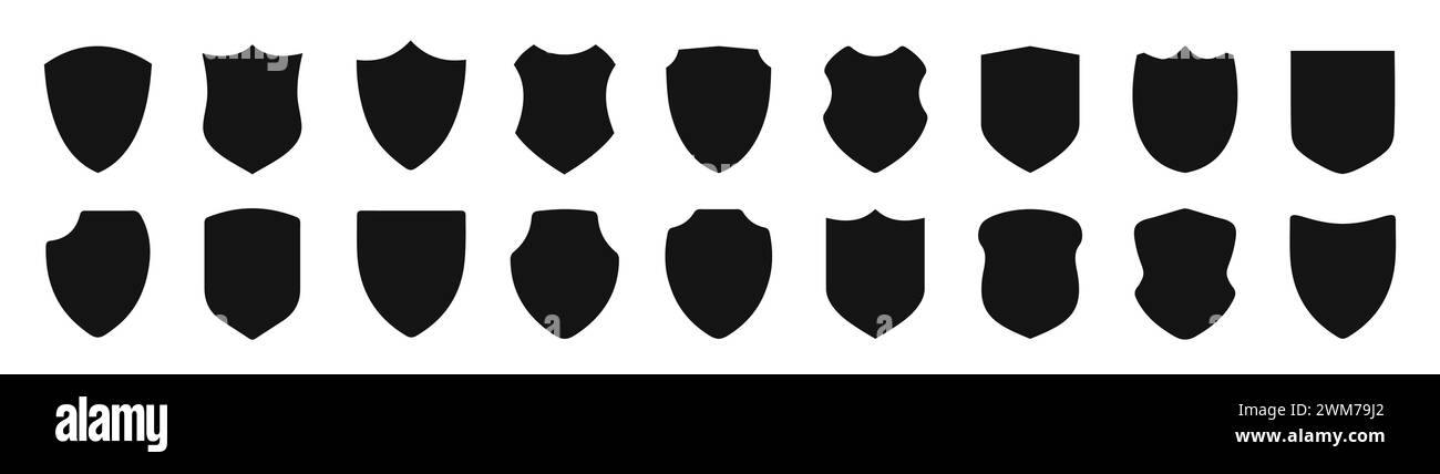 Black Shields Set. Collection of shield icon vector template isolated ...