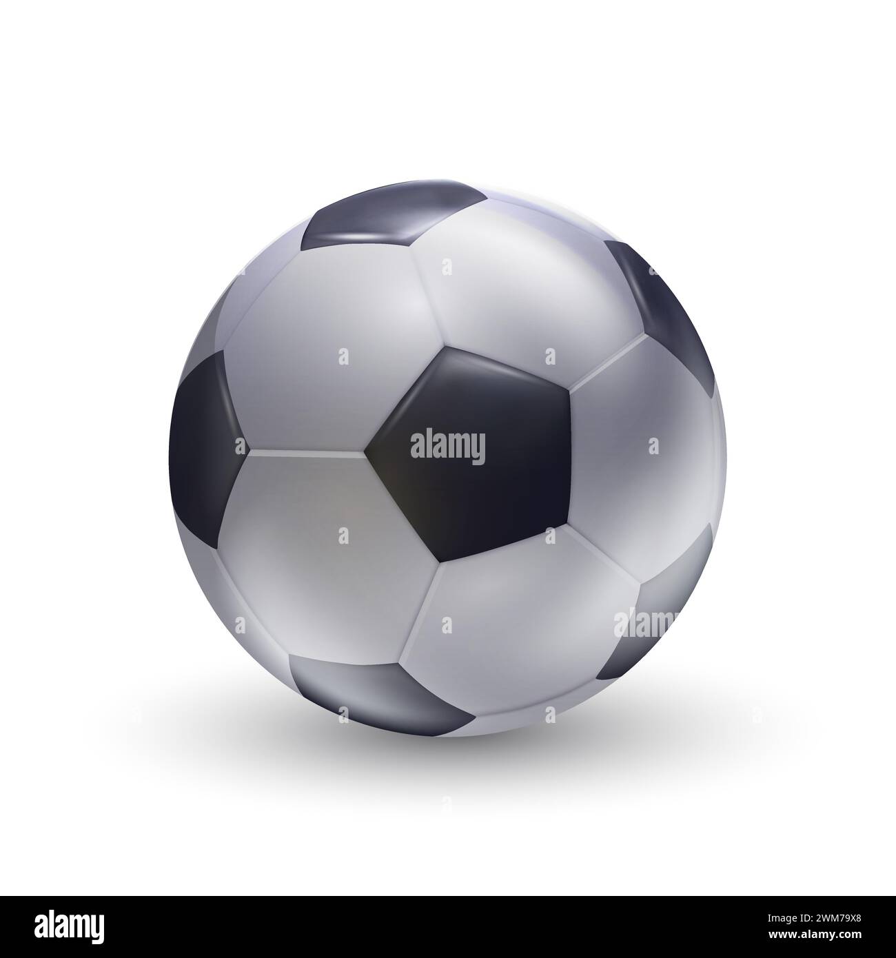 Silver soccer ball on white background. Shiny grey football ball in ...