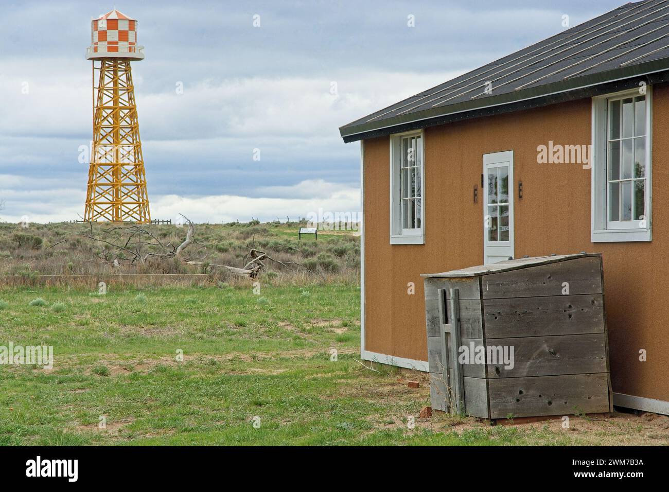 Reconstructed Block 12H Barracks before wooden truss water tower of ...