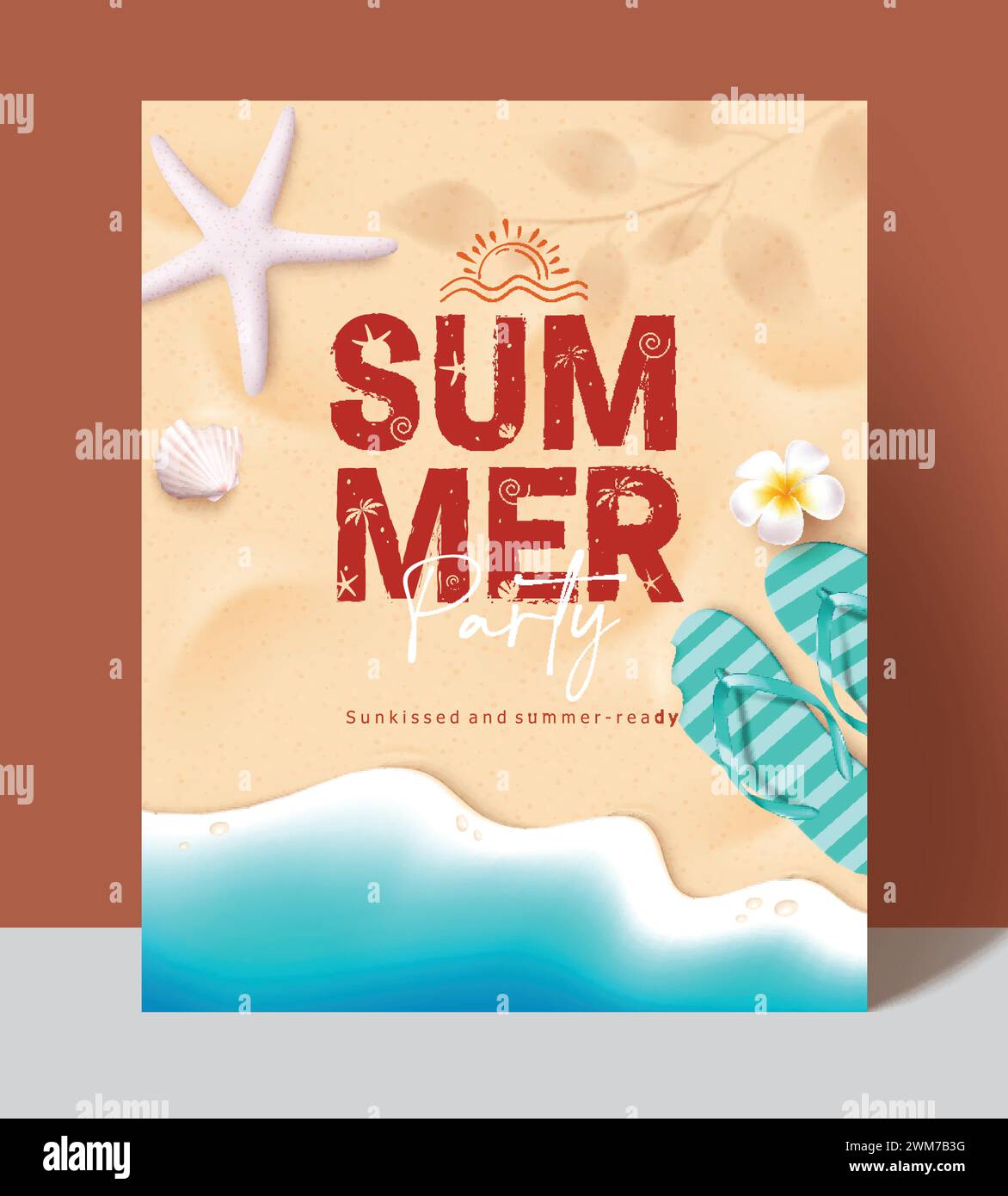 Summer party text vector poster design. Summer invitation card with ...