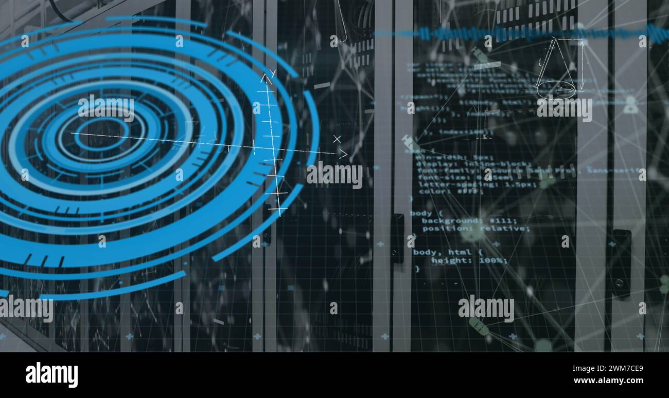 Image of data processing over server room Stock Photo - Alamy