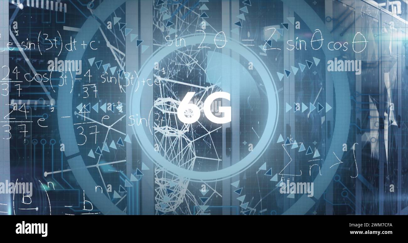 Image of data processing and 6g text over server room Stock Photo - Alamy