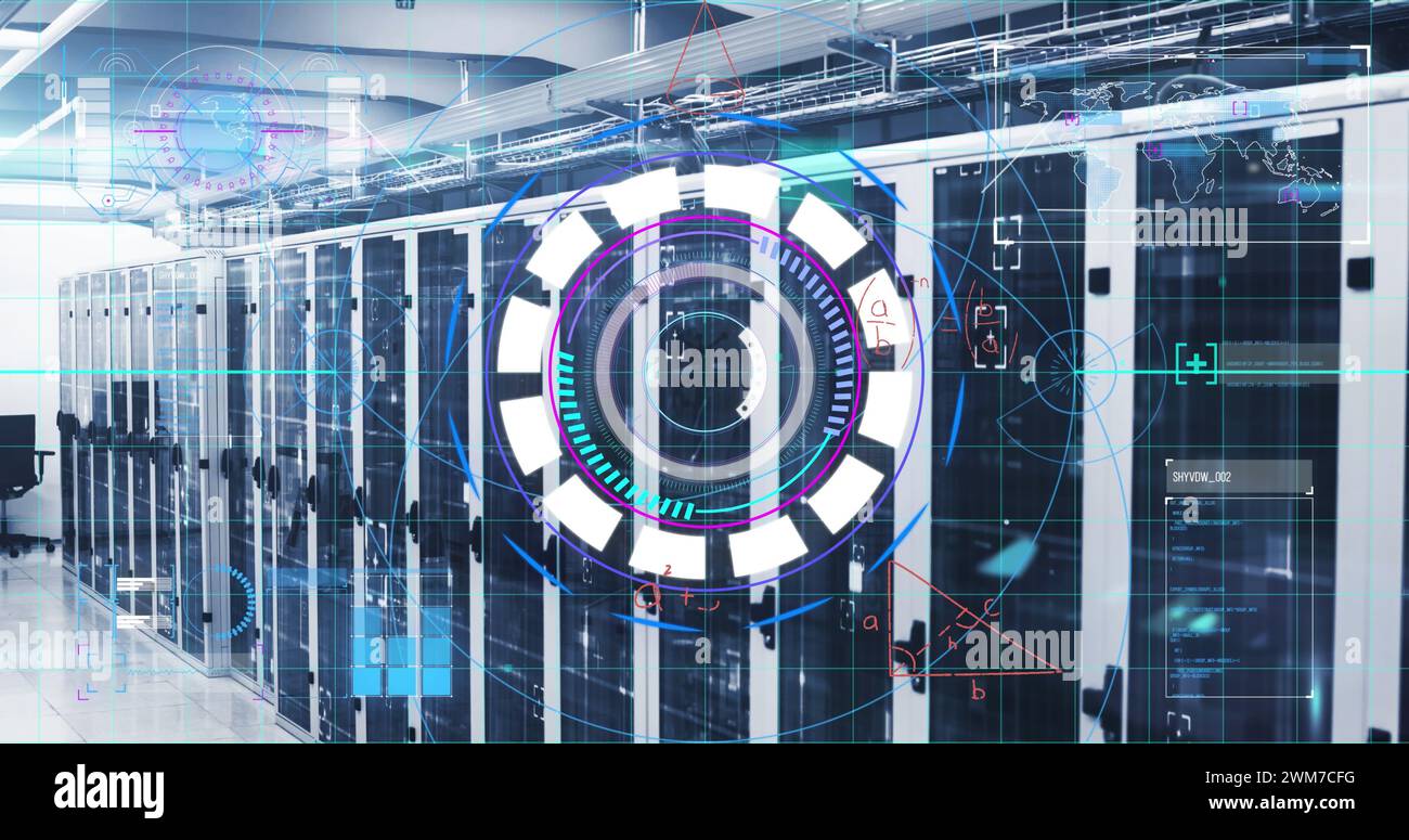 Image of data processing over server room Stock Photo - Alamy