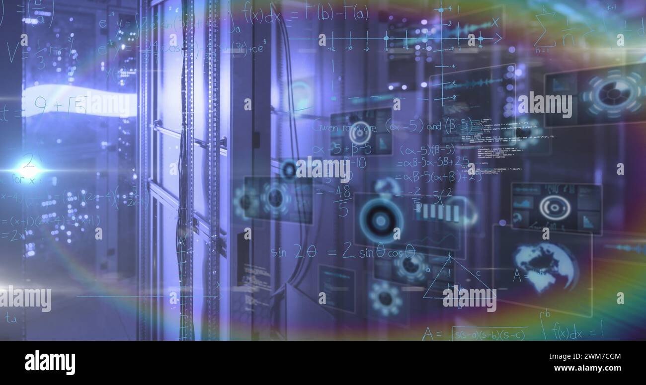 Image of data processing over server room Stock Photo - Alamy