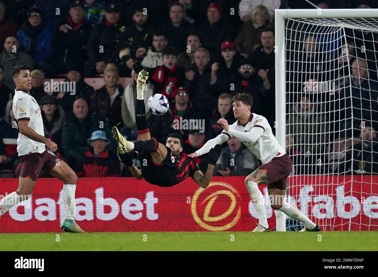 Bournemouth's Dominic Solanke attempts a shot with an overhead kick ...