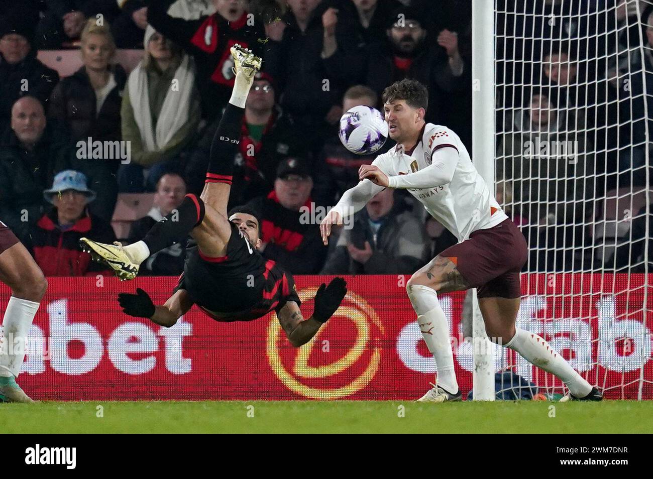 Bournemouth's Dominic Solanke attempts a shot with an overhead kick ...