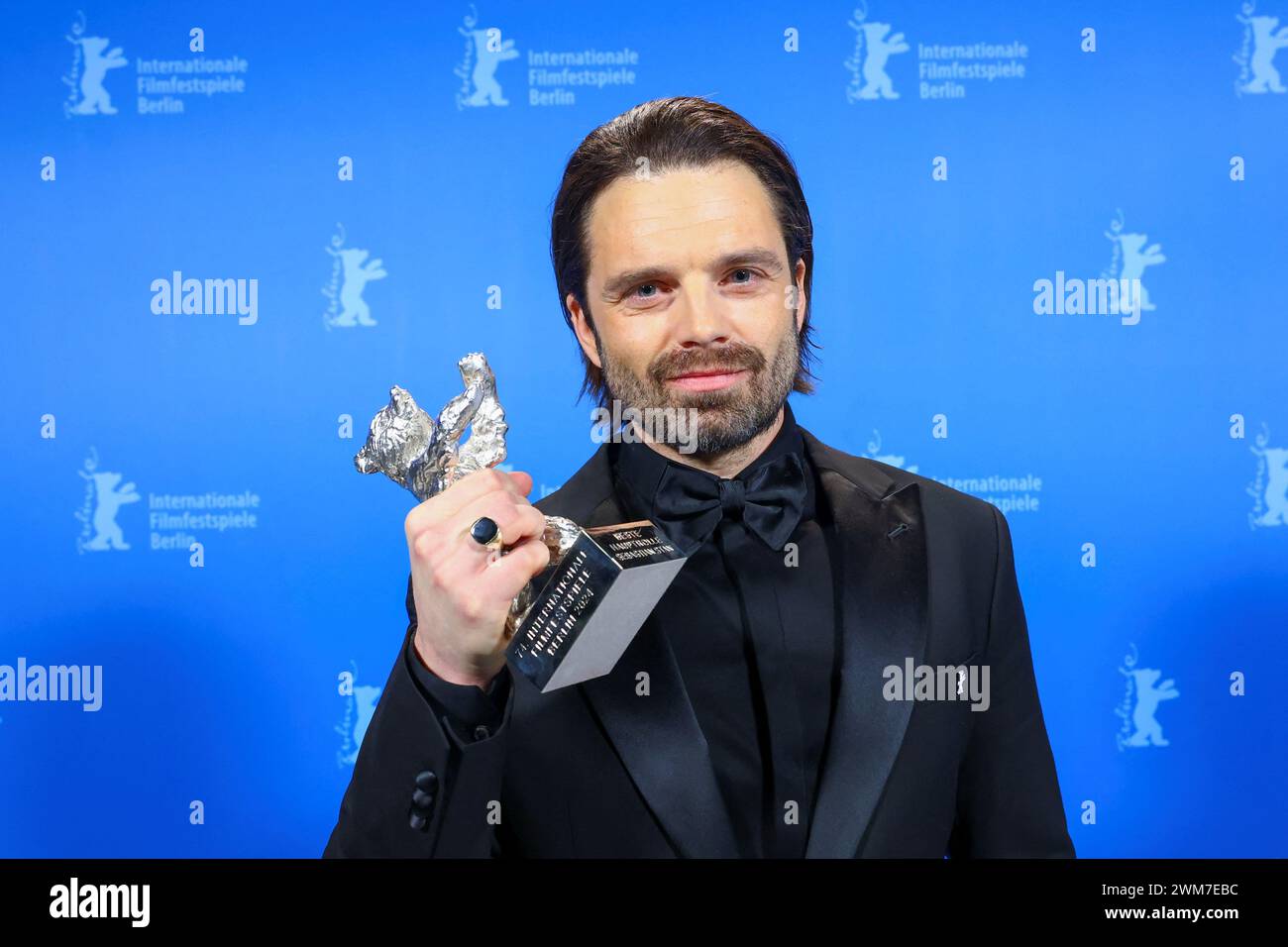 Berlin, Germany. 24th Feb, 2024. Sebastian Stan poses with the Silver ...