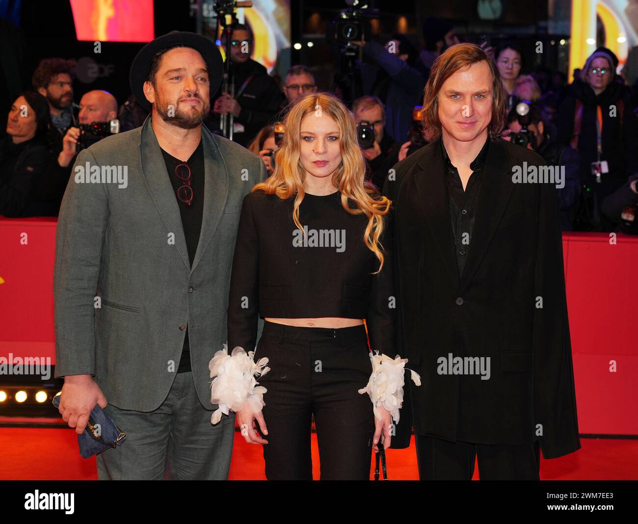 Berlin, Germany. 24th Feb, 2024. Actor Lars Eidinger (r), actress ...