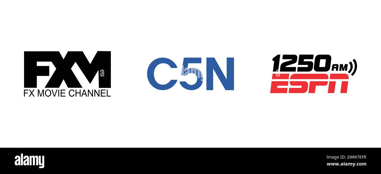 1250 AM ESPN, C5N, FXM. editorial vector illustration Stock Vector ...
