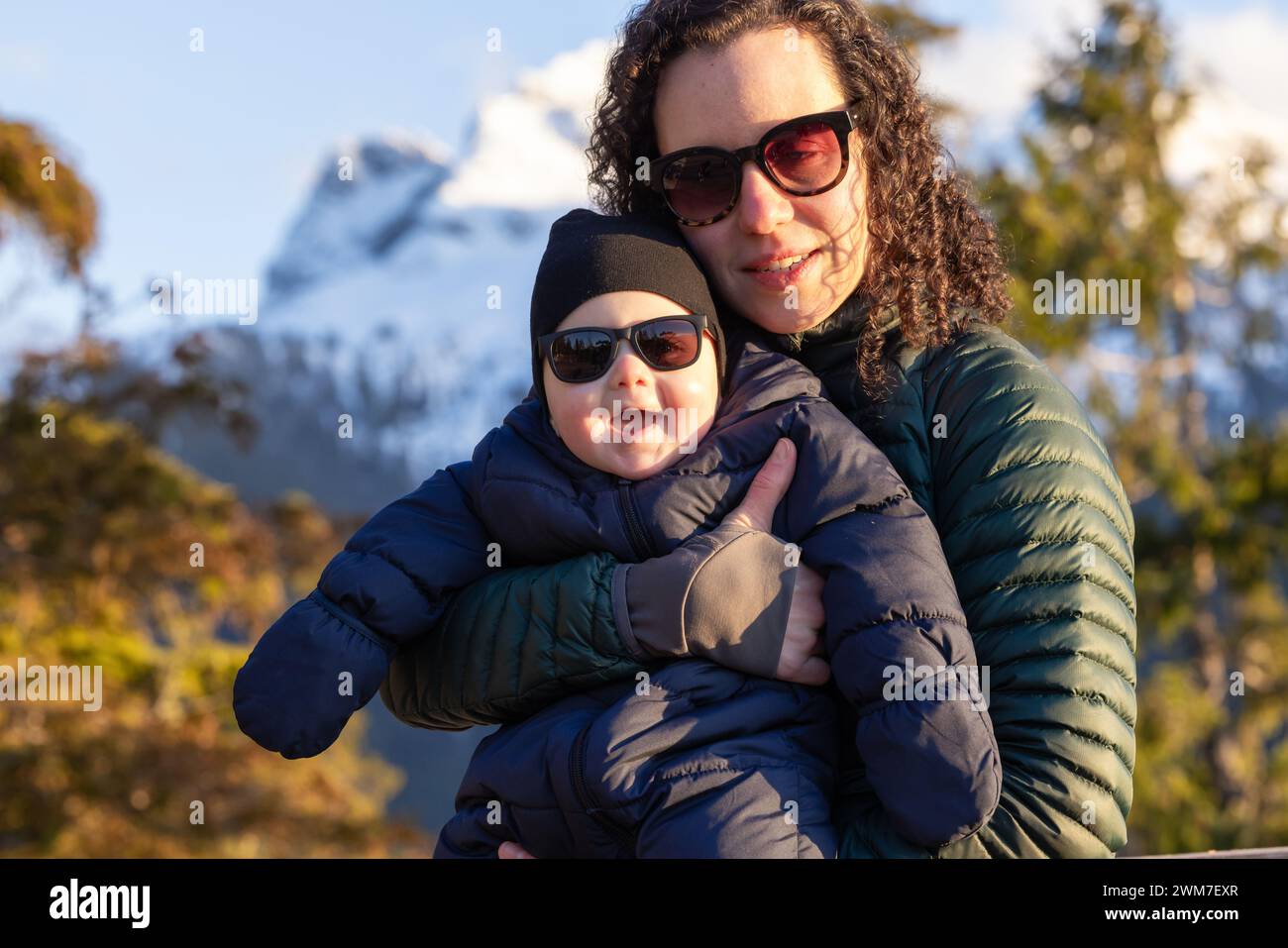 Baby boy and mother happy outside in nature. Squamish, BC, Canada Stock ...