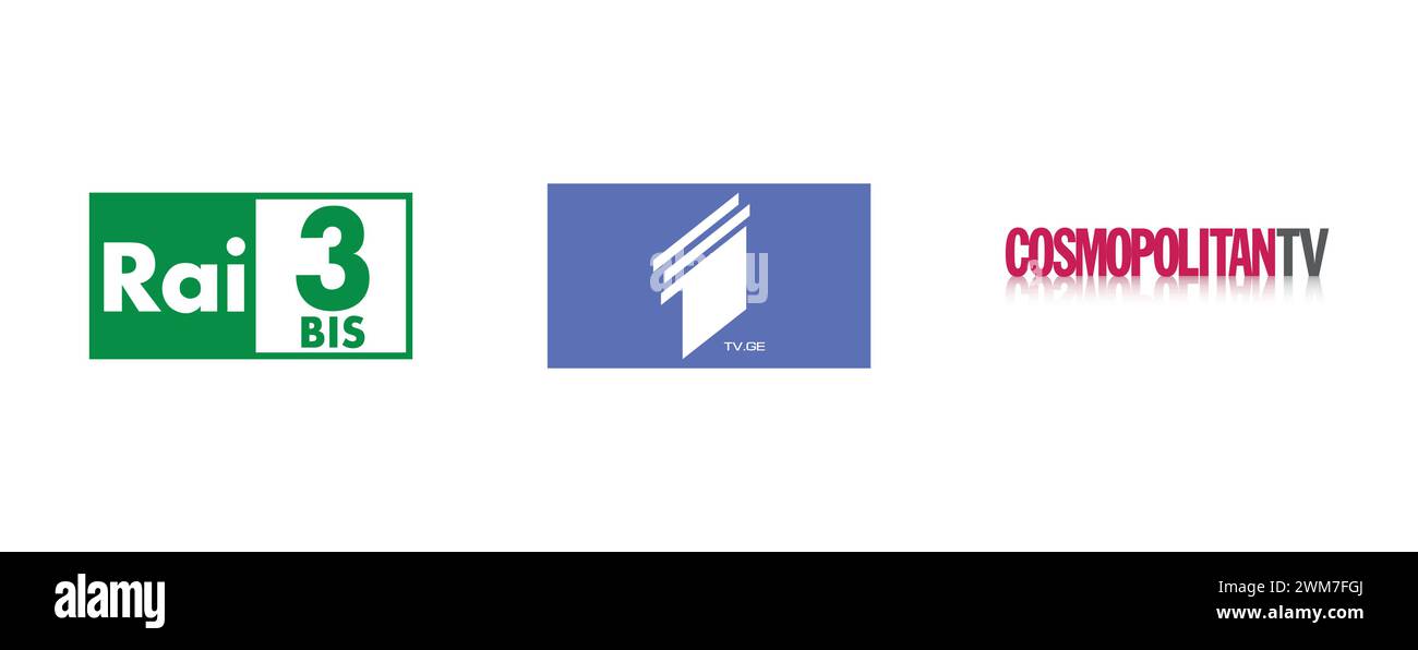 RAI 3 BIS, COSMOPOLITAN TV, 1TV GEORGIAN BROADCASTER. editorial vector ...