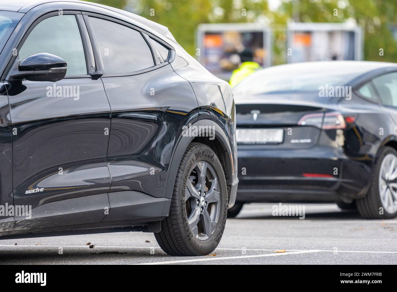 Trollhättan, Sweden - October 09 2022: Rear of a black Ford Mustang ...