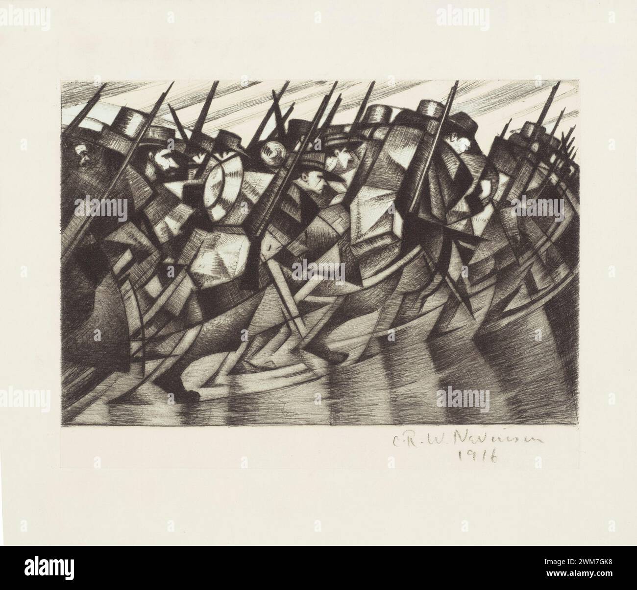 Returning to the Trenches. Print lithograph by C.R.W. (Christopher ...