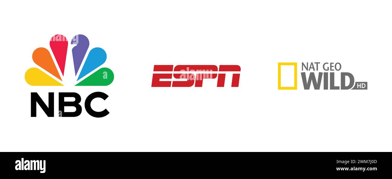 NATIONAL GEOGRAPHIC WILD HD, NBC, ESPN. editorial vector illustration ...
