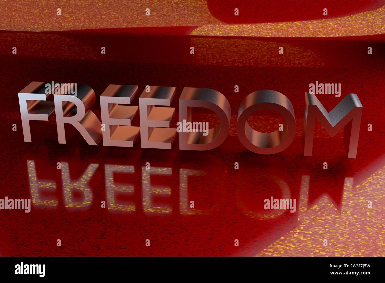 Freedom text on red background Stock Photo - Alamy