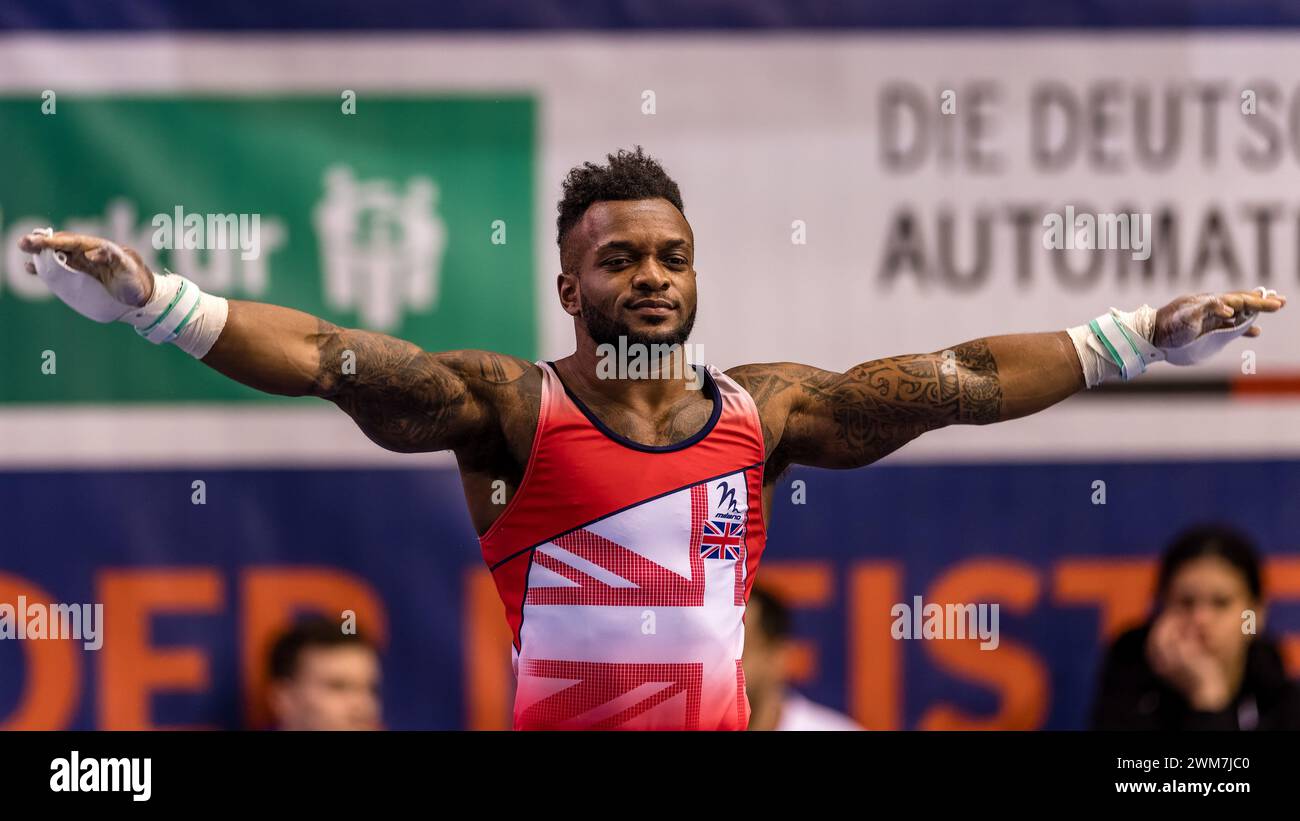 Cottbus, Germany. 24th Feb, 2024. Gymnastics: World Cup, men: floor ...