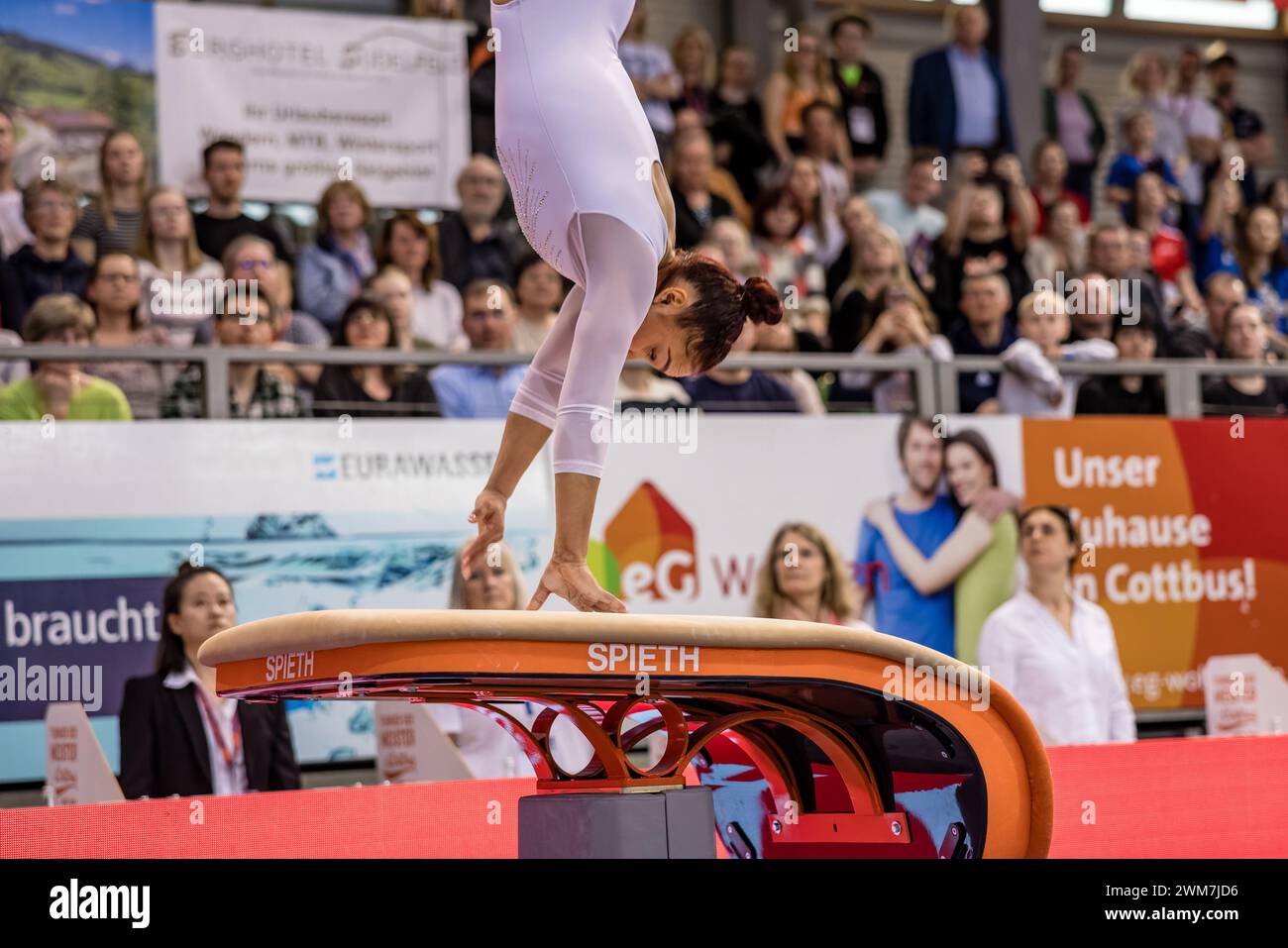 Cottbus, Germany. 24th Feb, 2024. Gymnastics: World Cup, women: Vault ...
