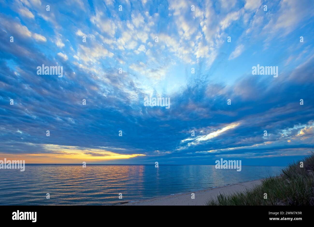 Stratus Clouds Covering the Sky at Twilight on Lake Michigan Near ...