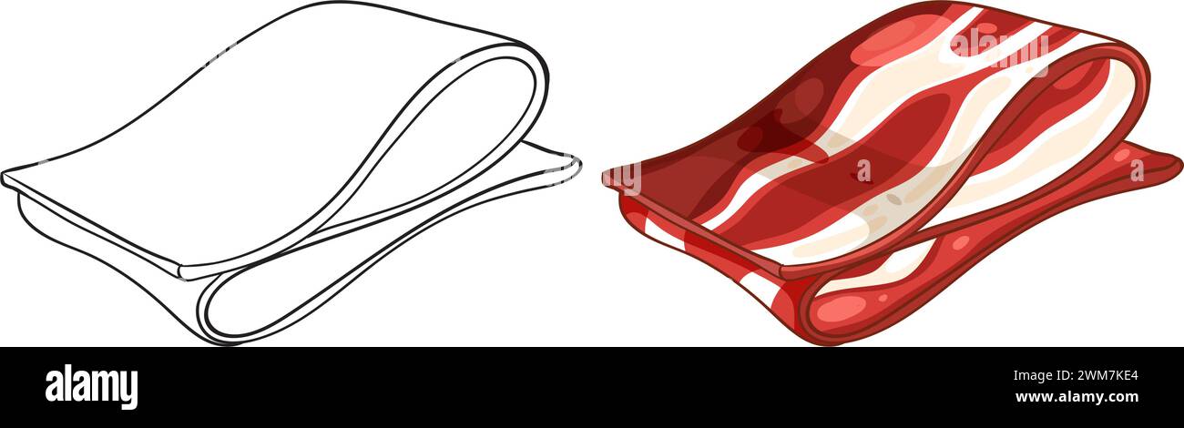 Vector transition from sketch to colored bacon Stock Vector Image & Art ...