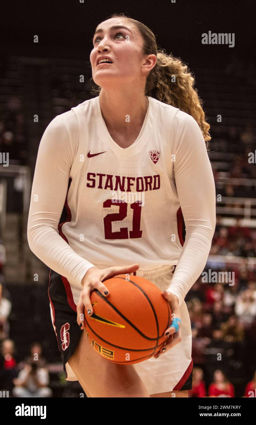 Maples Pavilion Palo Alto, CA. 23rd Feb, 2024. U.S.A. Stanford forward Brooke Demetre (21)shoots ...