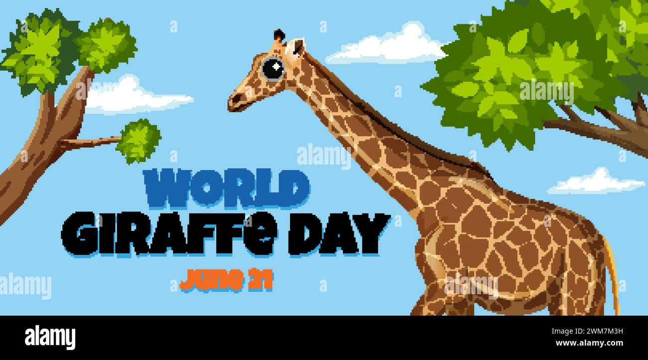 Vector graphic of a giraffe celebrating World Giraffe Day Stock Vector ...
