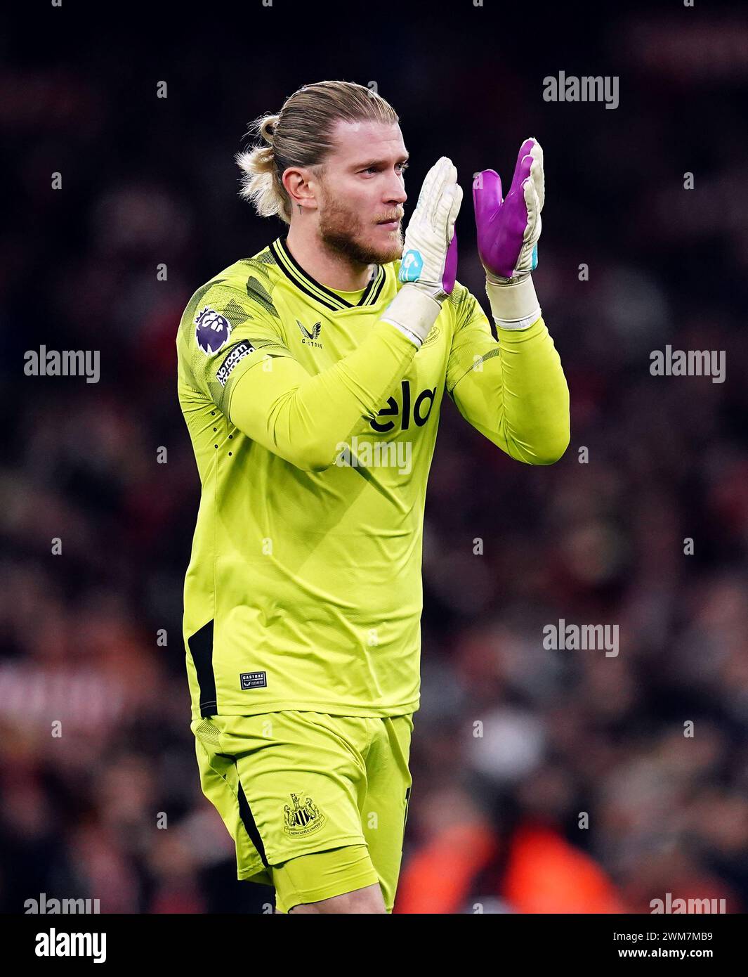 Newcastle United goalkeeper Loris Karius during the Premier League ...