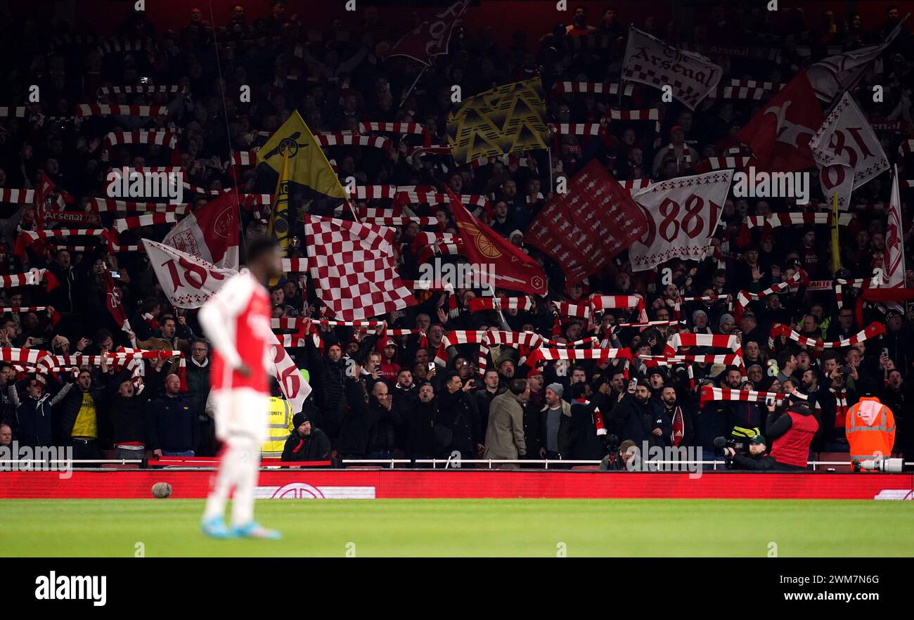 Arsenal fans during the Premier League match at the Emirates Stadium ...