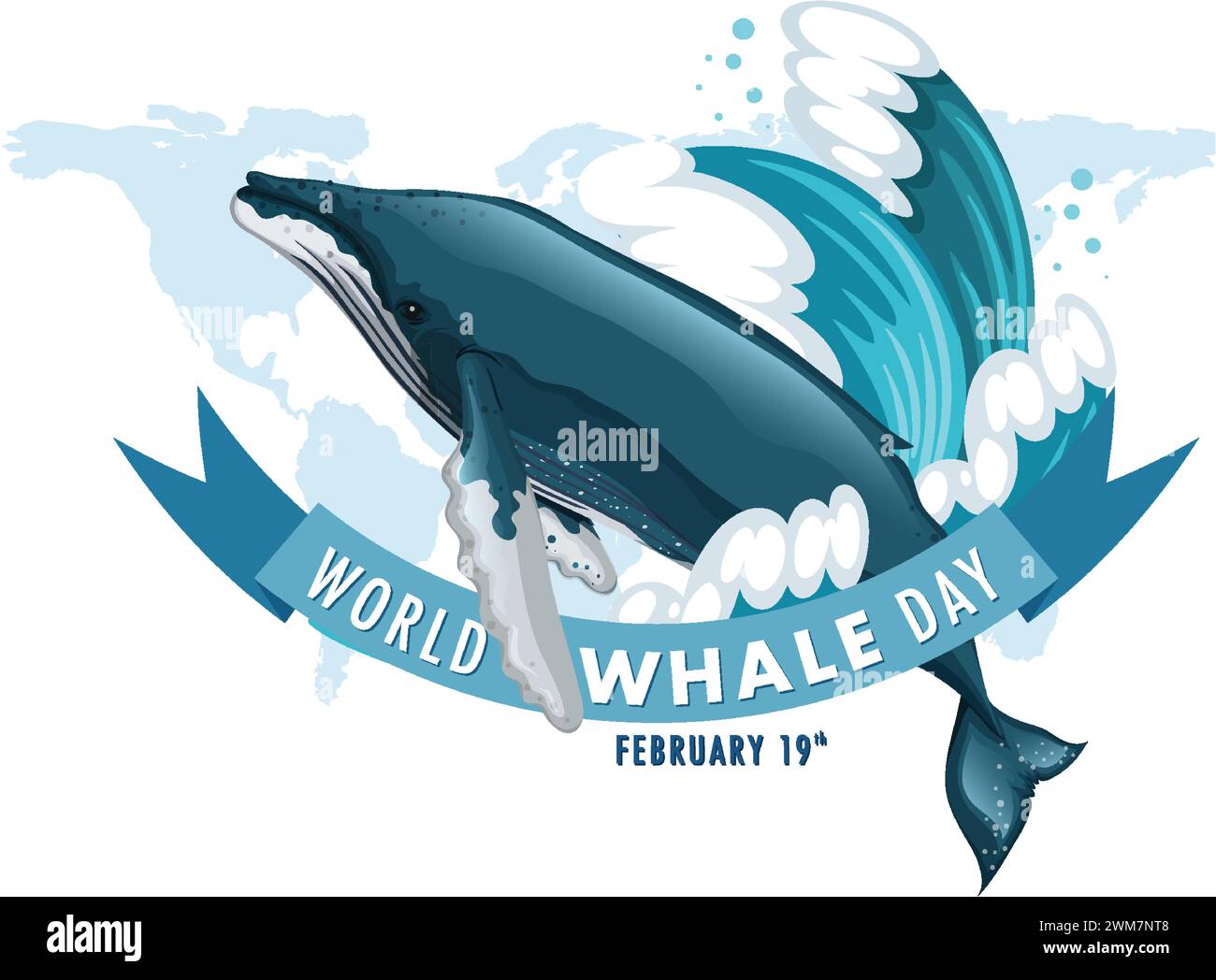 Vector graphic of a whale with World Whale Day banner Stock Vector ...