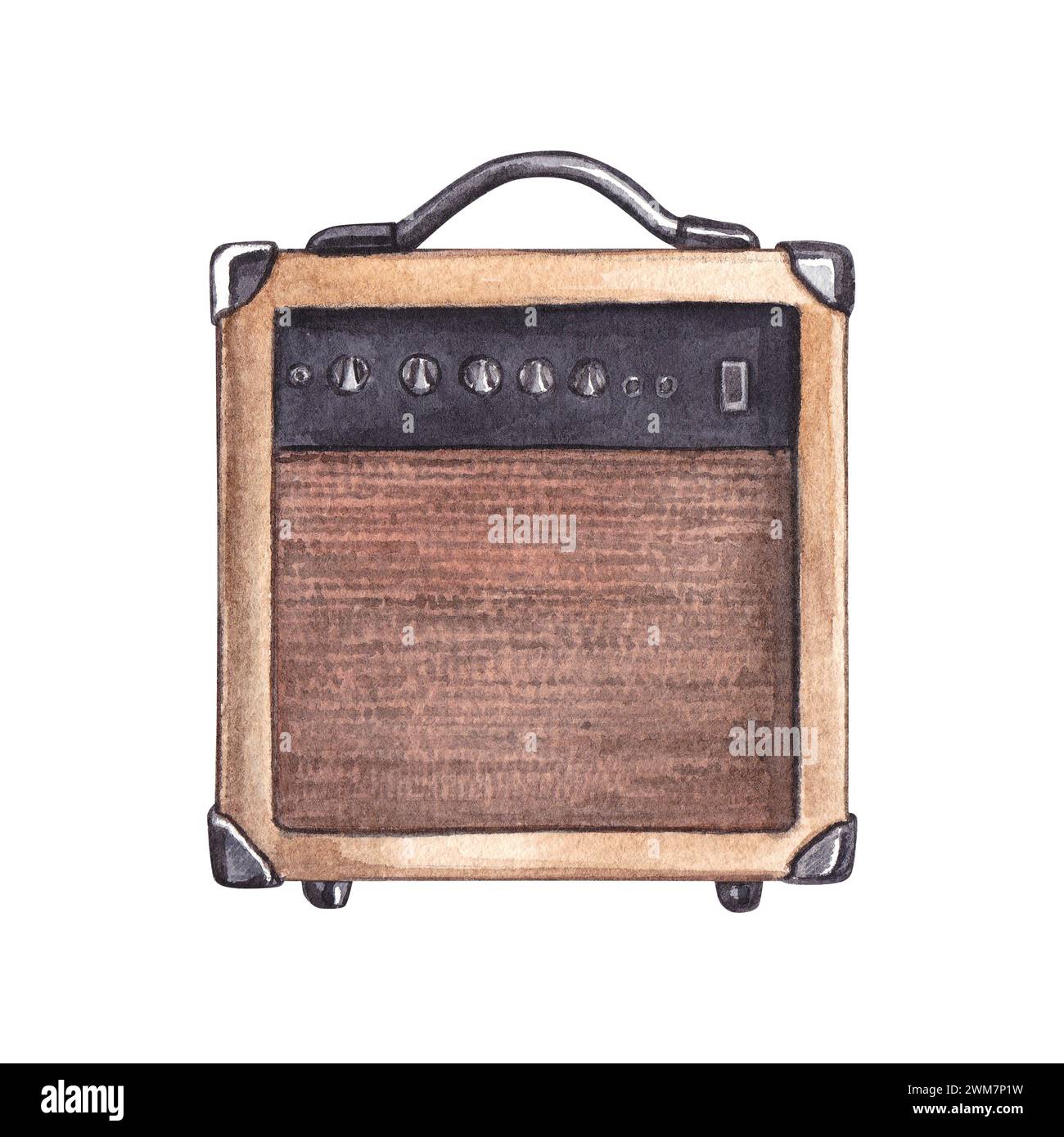 Guitar Amplifier. Watercolor hand drawn illustration of combo amp for ...