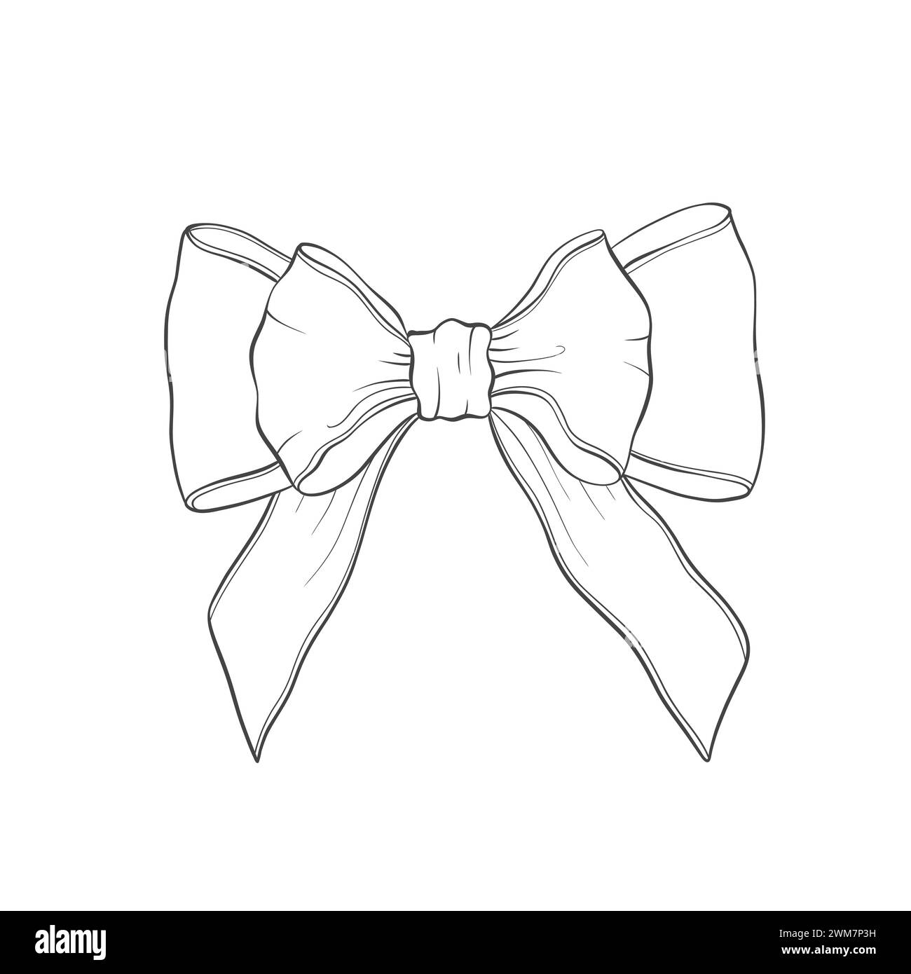 Vector hair bow. Drawn in a manual style sketch, bow in a linear style ...