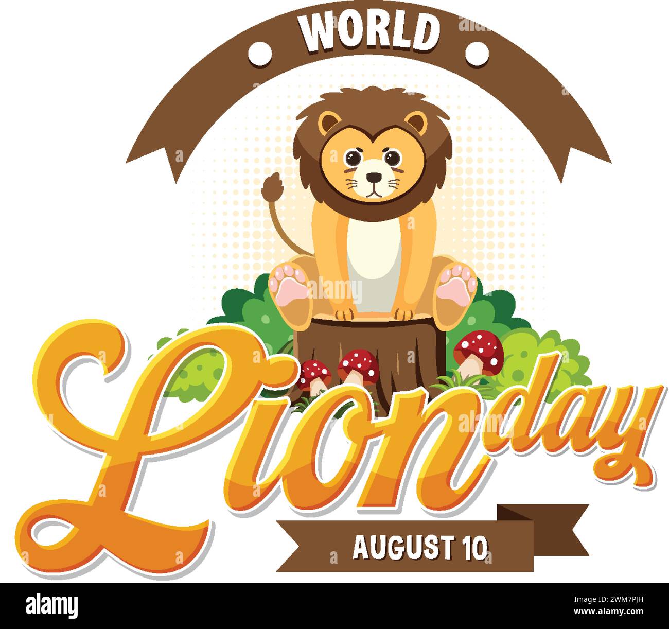 Cute lion cartoon celebrating World Lion Day Stock Vector Image & Art ...