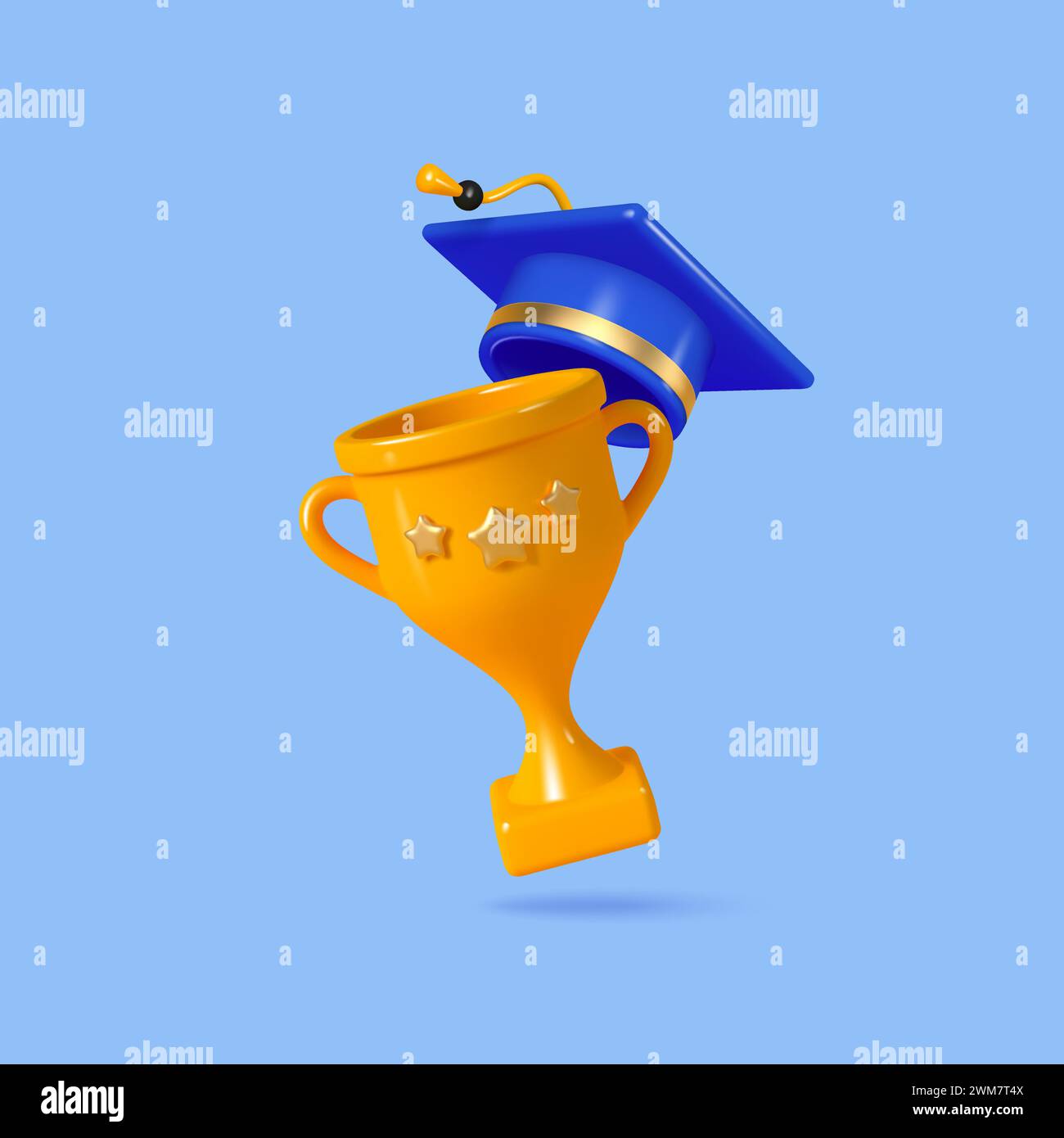 3d trophy with graduation cap Stock Vector Image & Art - Alamy