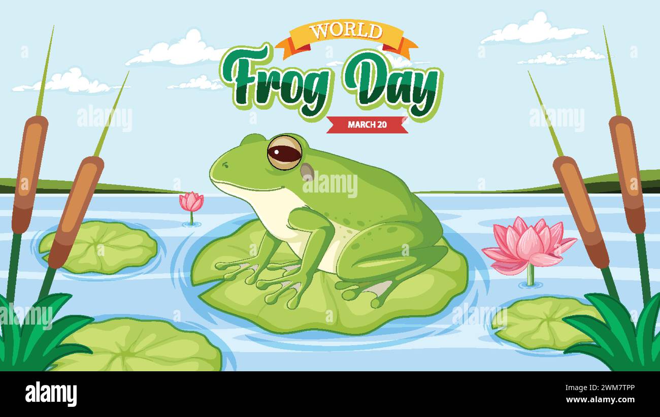Vector illustration of a frog celebrating World Frog Day Stock Vector ...