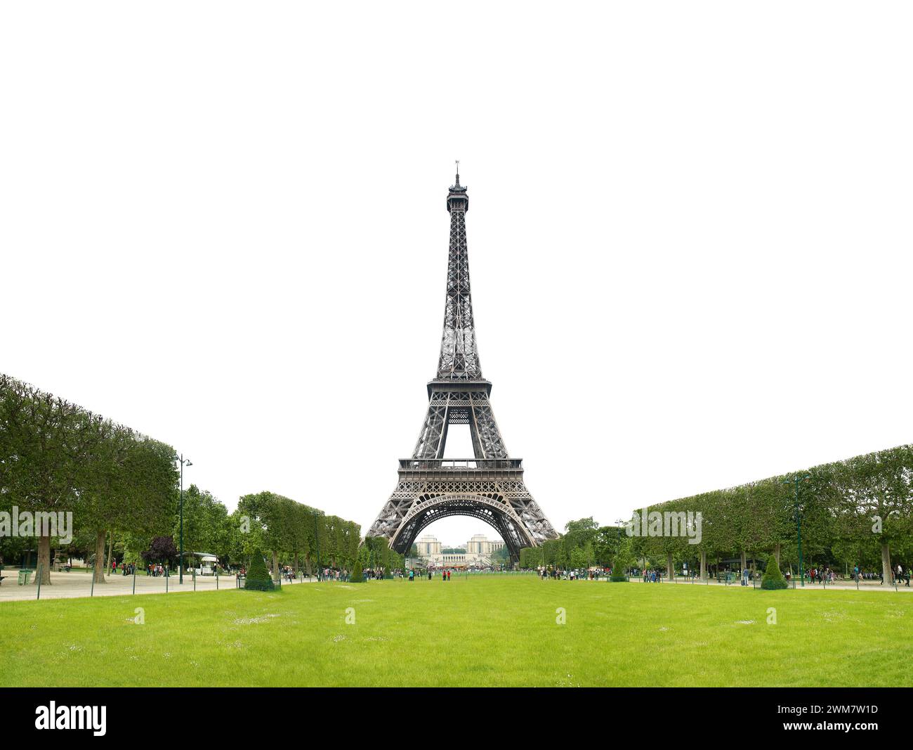 Eiffel Tower in Paris isolated on white background for text writing and ...