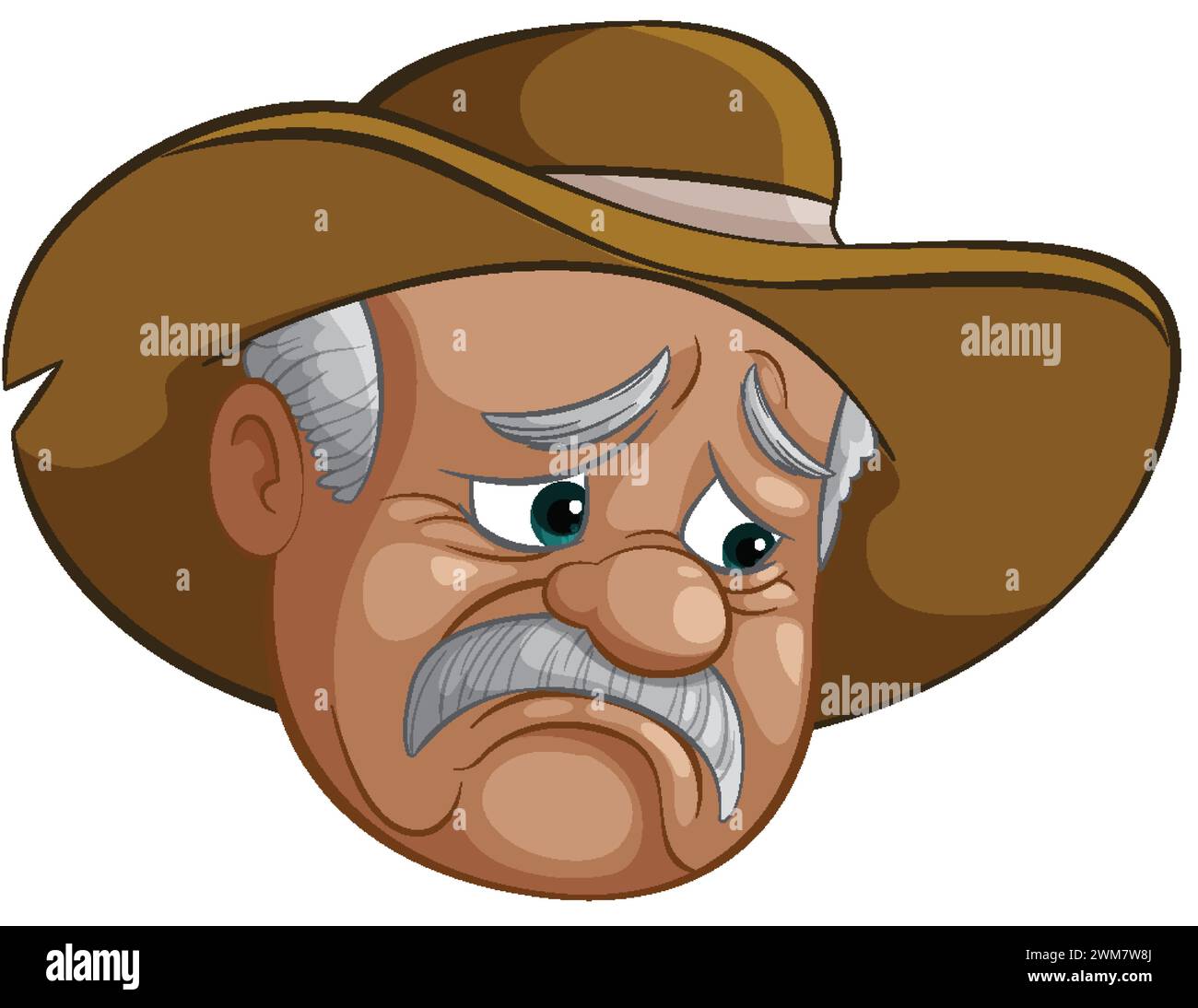 Cartoon of an elderly cowboy with a stern expression Stock Vector Image ...