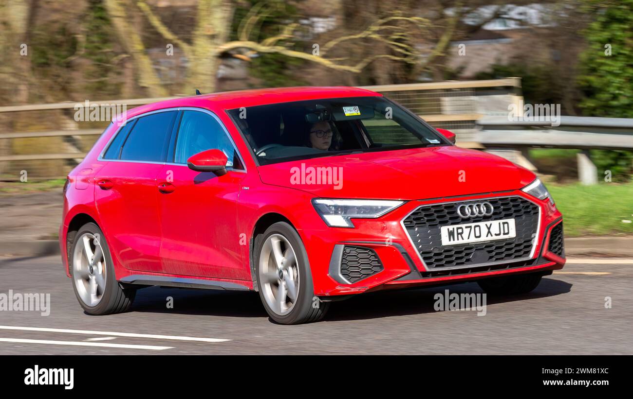 Milton Keynes,UK-Feb 24th 2024: 2020 red Audi A3 s line hybrid electric ...