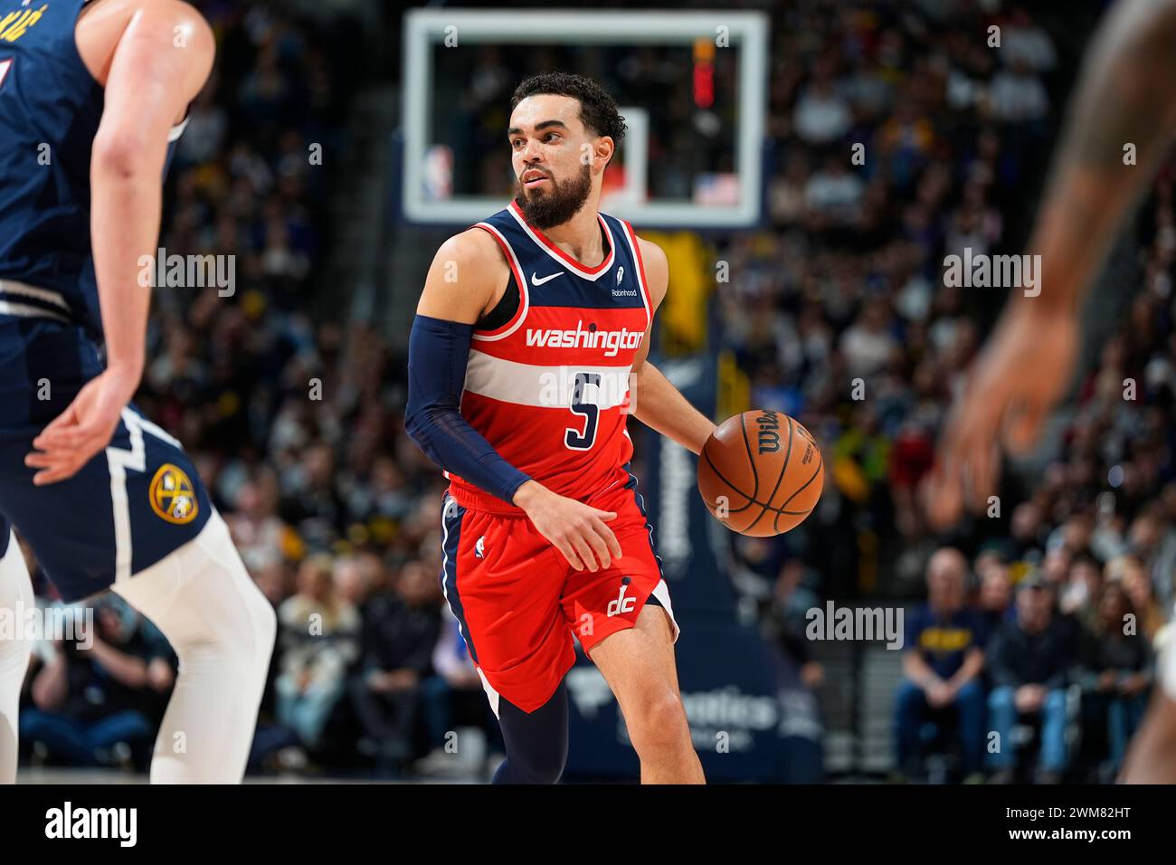 Washington Wizards guard Tyus Jones (5) in the first half of an NBA ...