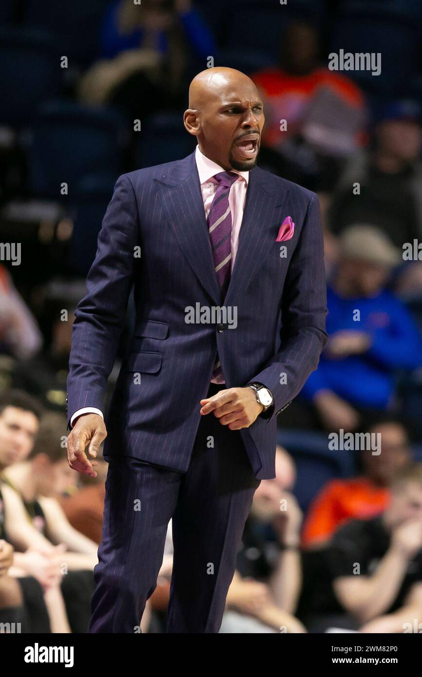 Vanderbilt head coach Jerry Stackhouse reacts during the second half of ...