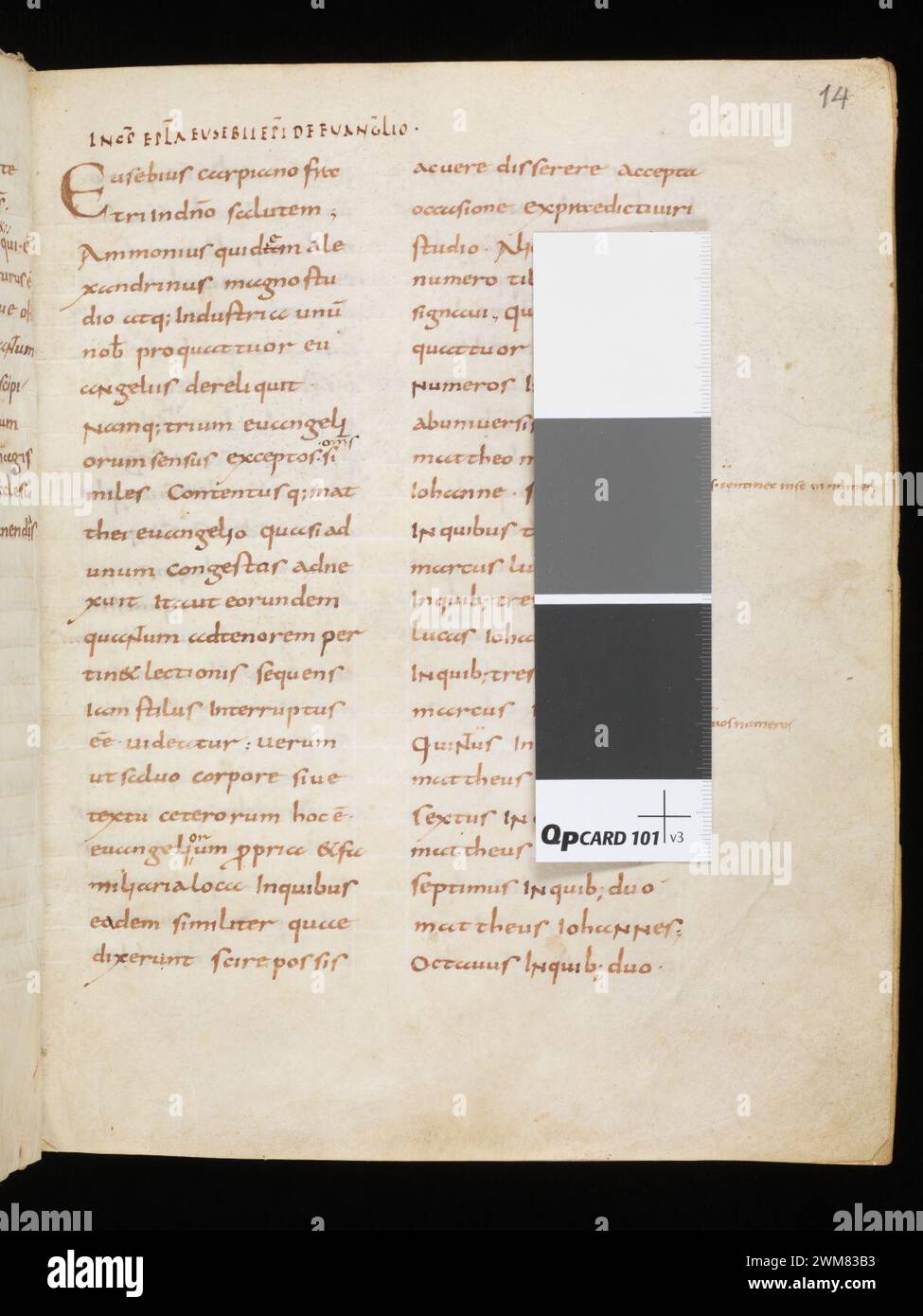 Cod. 348, QP card on page – Biblia Latina (Vulgata Evangelia Stock ...