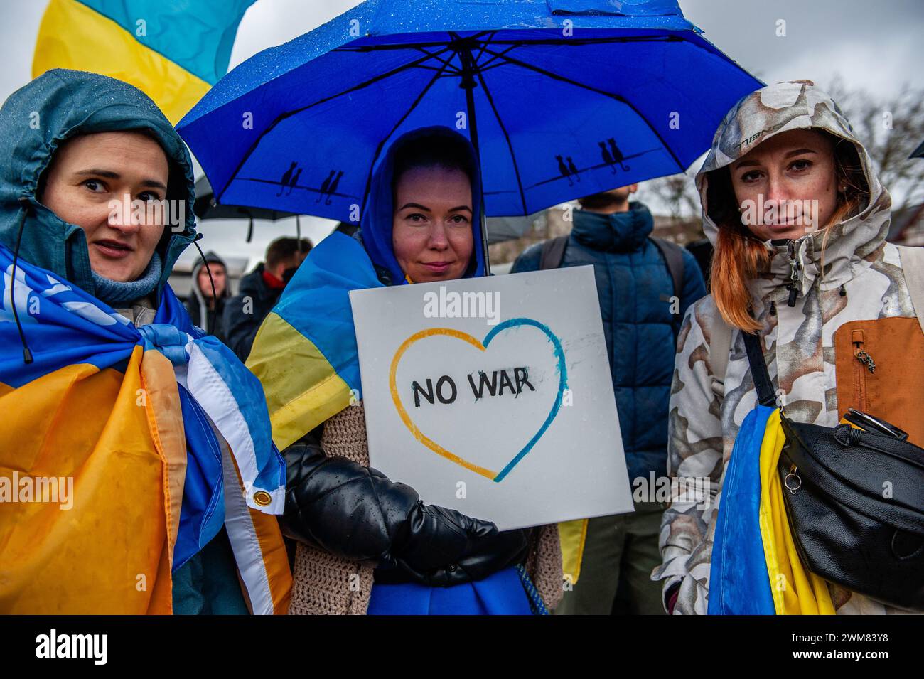 Amsterdam, Netherlands. 24th Feb, 2024. A Ukrainian woman is seen ...