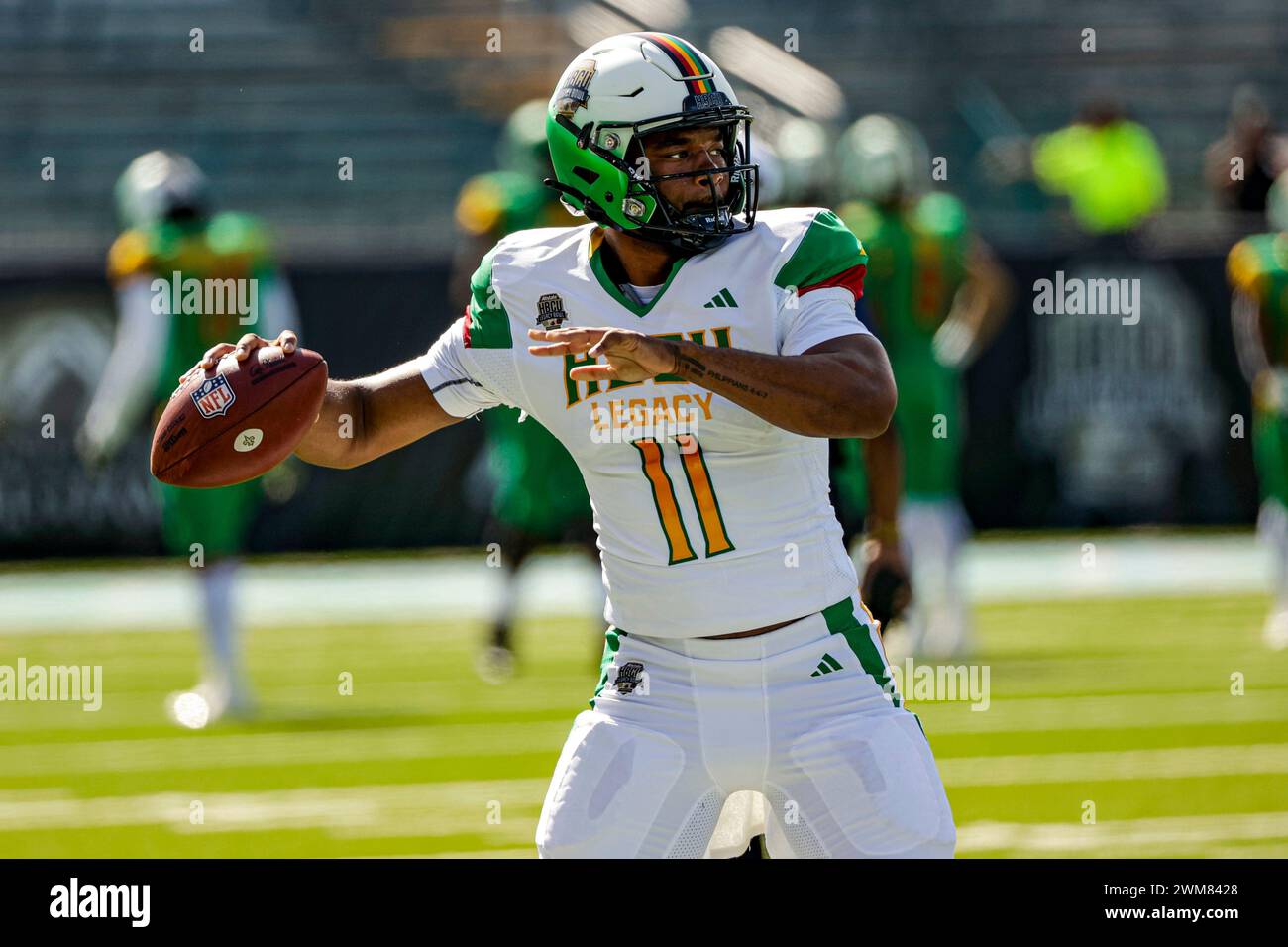Team Gaither quarterback Davius Richard warms up before the HBCU Legacy ...