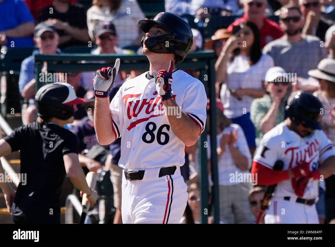 Minnesota Twins Dalton Shuffield reacts as he crosses the plate on his ...