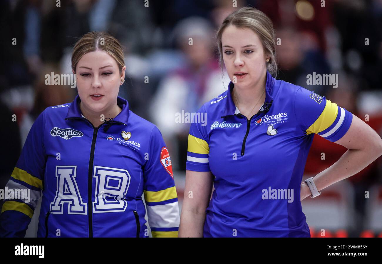 Calgary, Canada. 24th Feb, 2024. Team Alberta skip Selena Sturmay, left ...