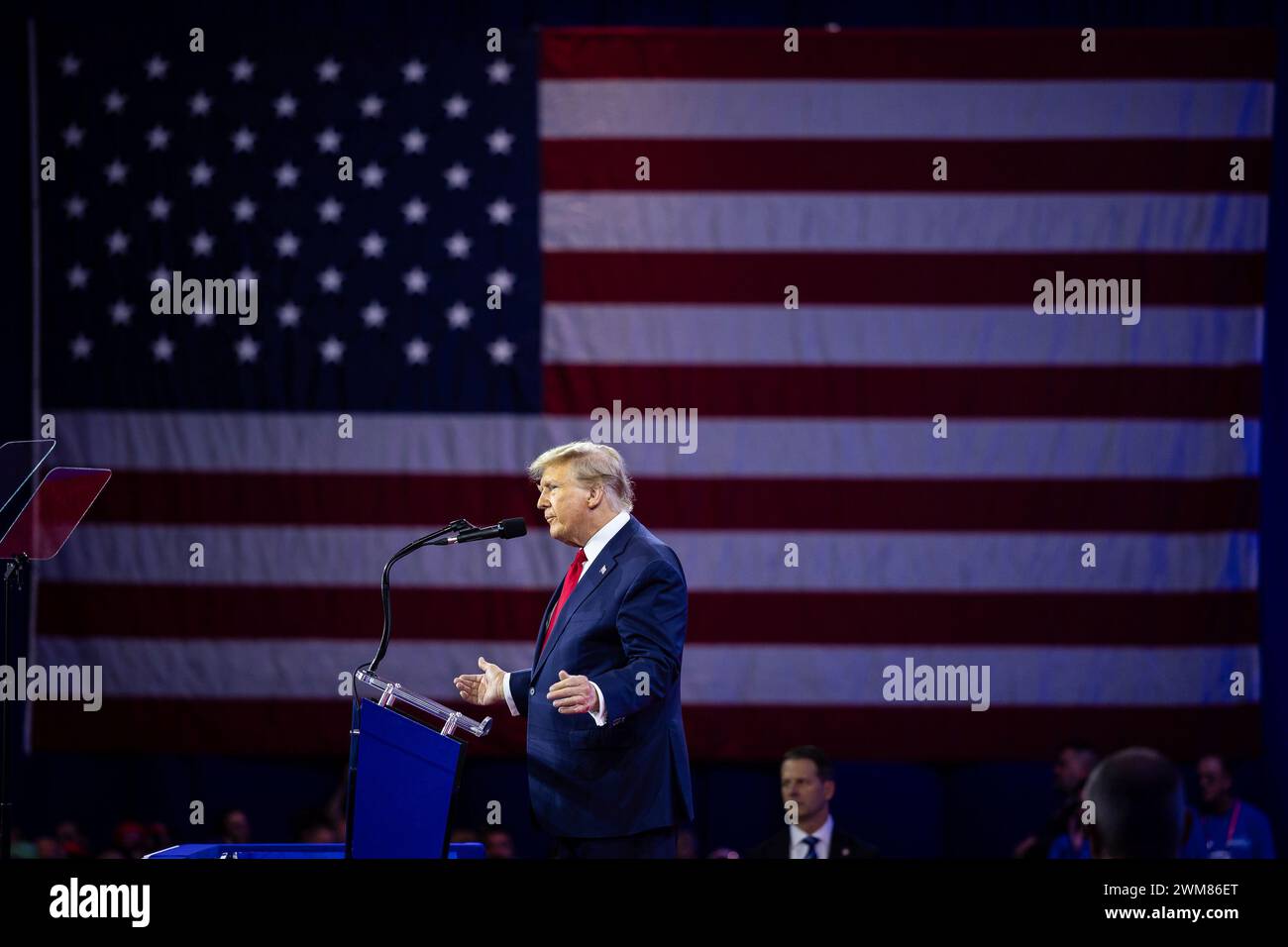 Former President Donald Trump delivers remarks during the Conservative ...