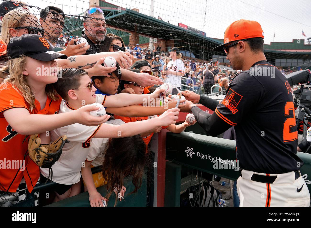 San Francisco Giants catcher Blake Sabol signs autographs prior to a ...