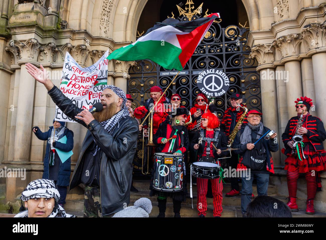 Bradford, UK. 24 FEB, 2024. Chach Hussain stands infront of the Peace ...