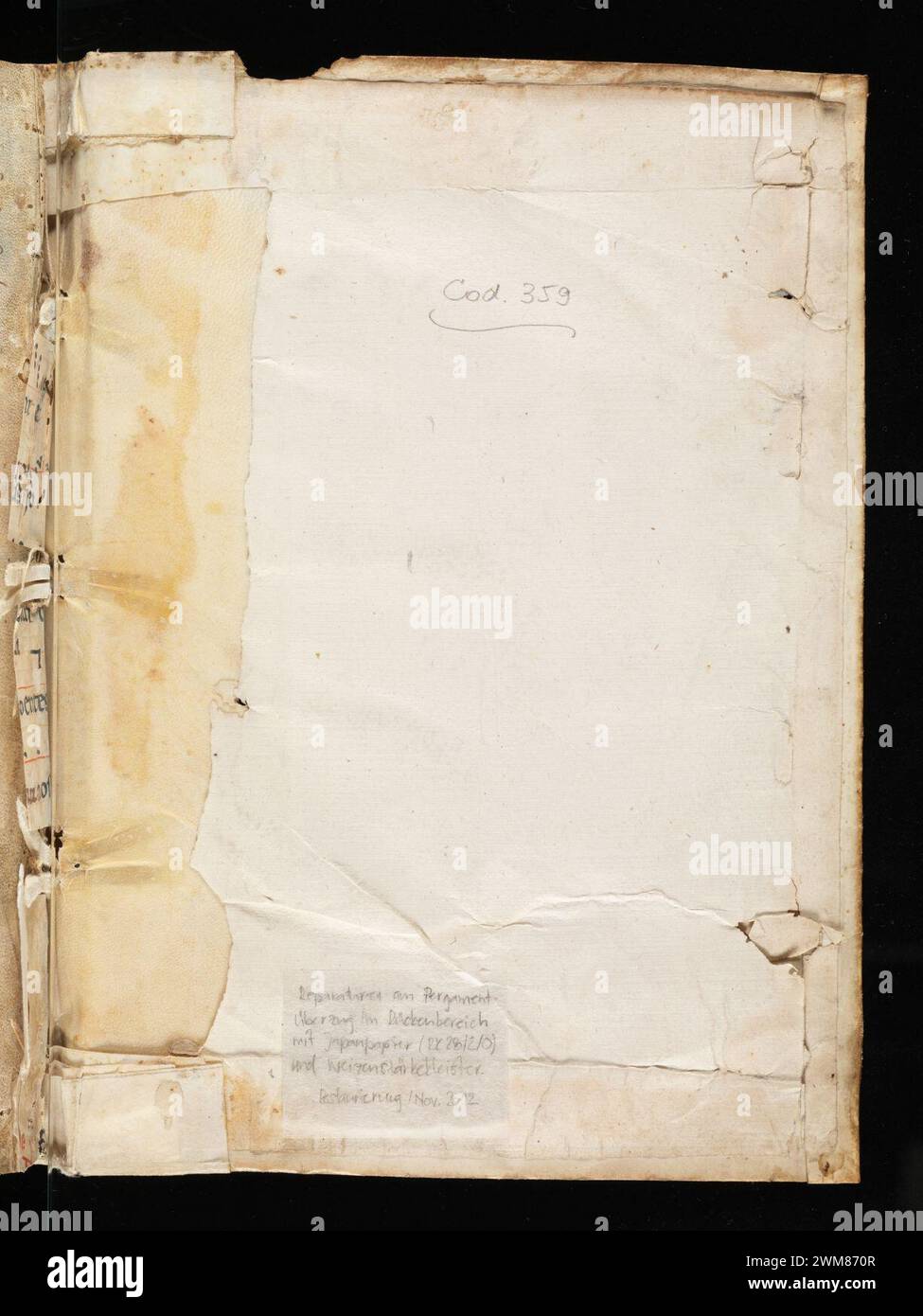 Cod. 359, Front paste-down – Abraham ben Meir ibn Ezra, Sefer ha-Yashar ...